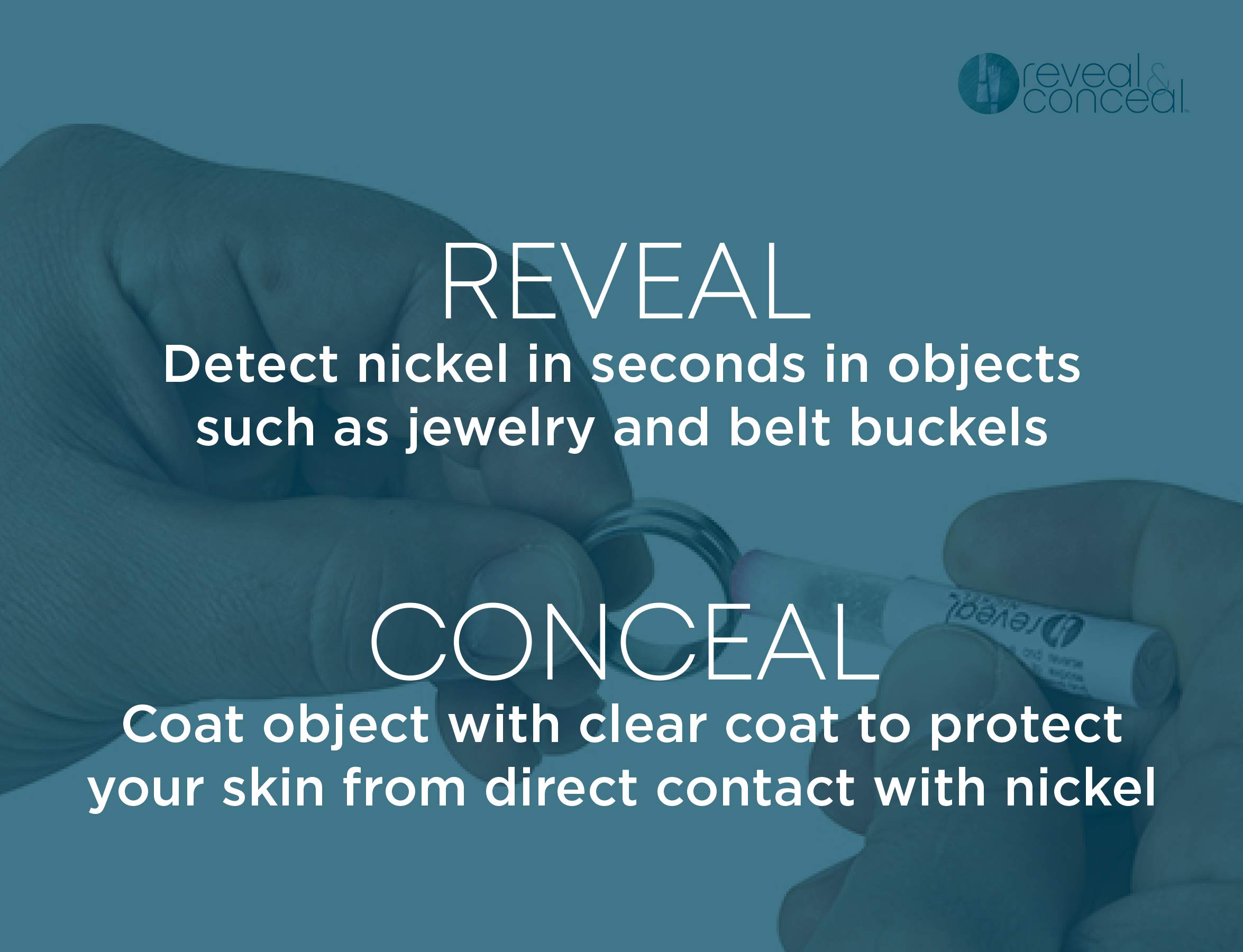 Reveal and Conceal Nickel Allergy Test Kit by Smart Practice - Detecting Nickel is a Snap - Test for Nickel in Your Jewelry and Prevent Skin Exposure With Liquid Clear Coat - Includes 10 Test Swabs