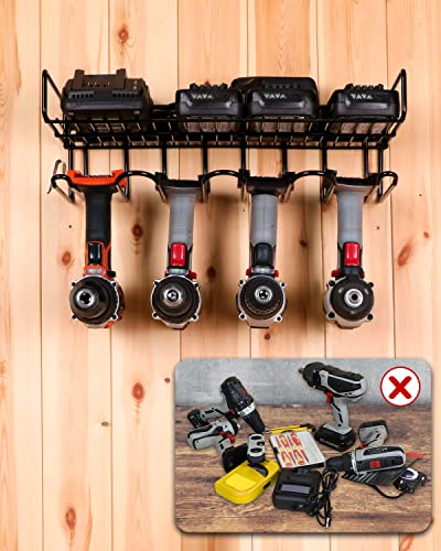 UNITEDPOWER Wall Mounted Power Tool Organizer Holder, Heavy Duty Utility Storage Rack for Battery Powered Hand Tools, Cordless Drill Rack and Tool Shelf w/Compact Design, Perfect for Father's Day