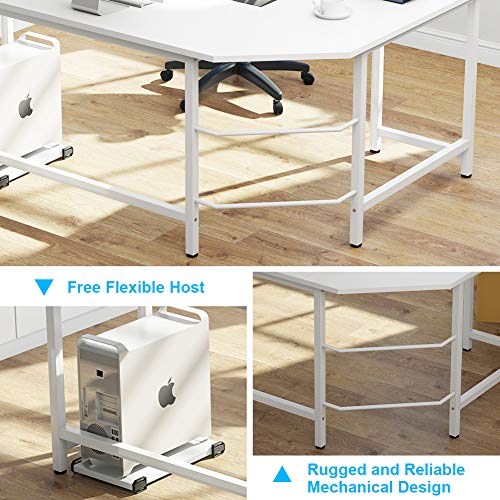 Tribesigns 66 inch Modern L Shaped Desk Corner Computer Desk PC Laptop Study Table Workstation Home Office Wood & Metal, White
