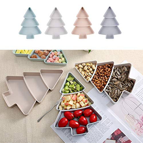 UPKOCH Fruit Plate Creative Christmas Tree Shape Dessert Plate Plastic Nuts Snacks Plates Portable Dishes Serving Tray (Grey)
