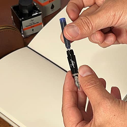 ZenZoi Fountain Pen Ink Cartridge Refills- 24 Bulk Premium Blue Case- Professional Grade, International Size, Non-Toxic Ink- Smooth, Blotch-Free Writing for Luxury Pens β German Nibs (Blue)