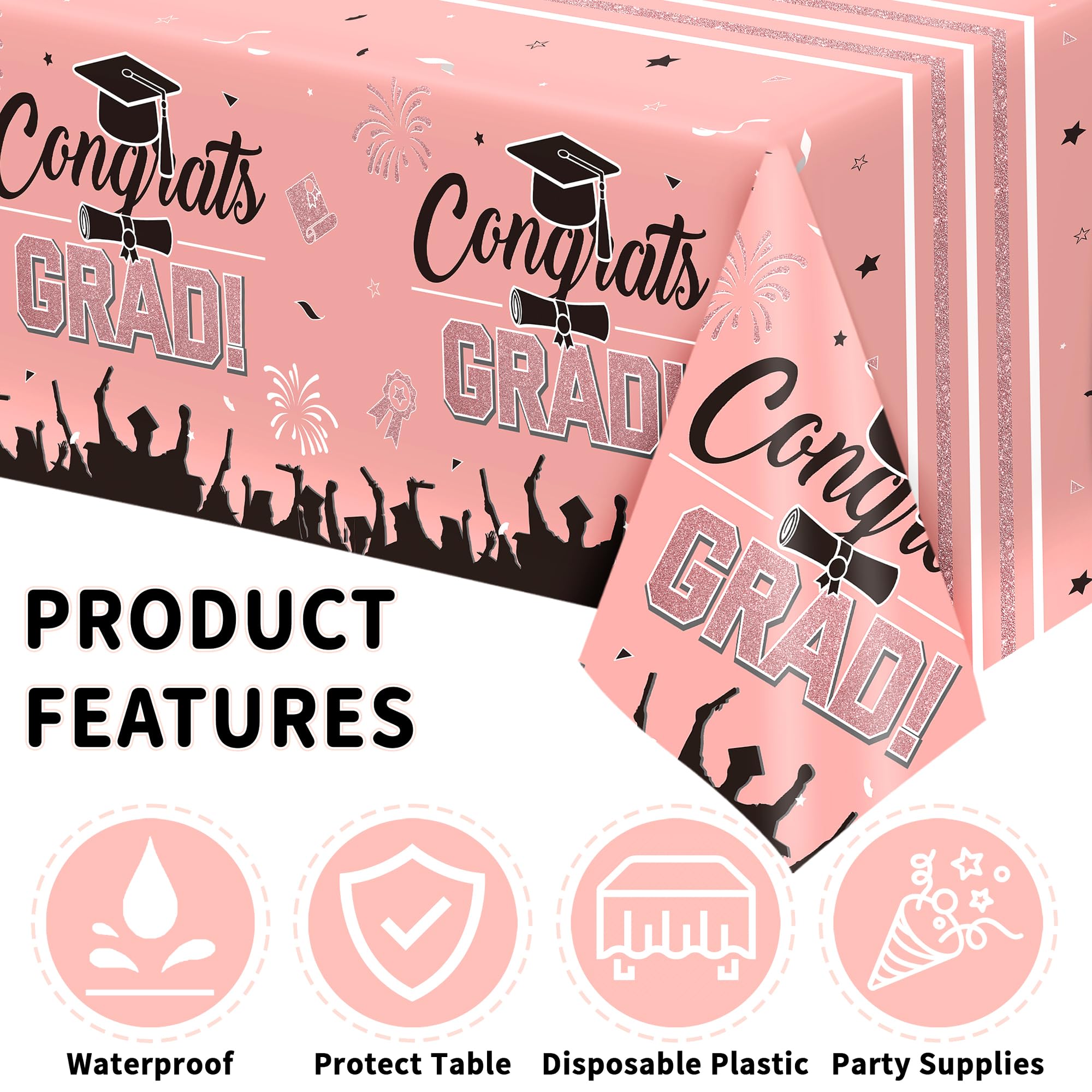 Rose Gold Graduation Decorations, 2024 Graduation Plates and Napkins 2024 Graduation Decorations Class of 2024 for Graduation Party Supplies