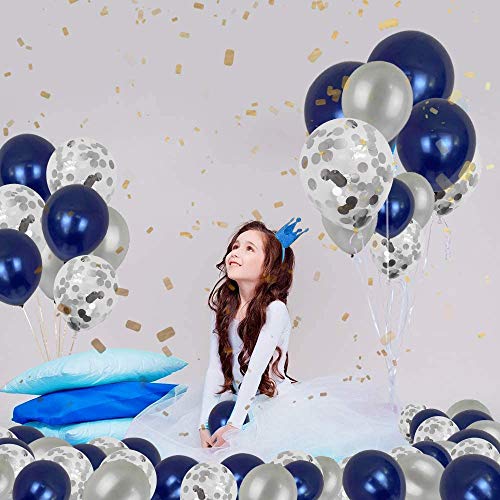 zorpia Outer Space Birthday Party Decorations 1st Birthday Boy Prince Party Decorations with Navy Silver Tissue Pom Poms Decorations Happy Birthday Banner Navy Blue Glitter Silver Paper Star Garlands