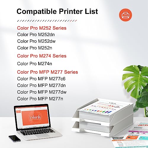 v4ink Remanufactured Toner Cartridge Replacement for HP 201X CF400X CF401X CF402X CF403X for use in HP Color Pro M252dw M252n MFP M277dw M277n M274N Printer (Black Cyan Magenta Yellow 4 Pack)