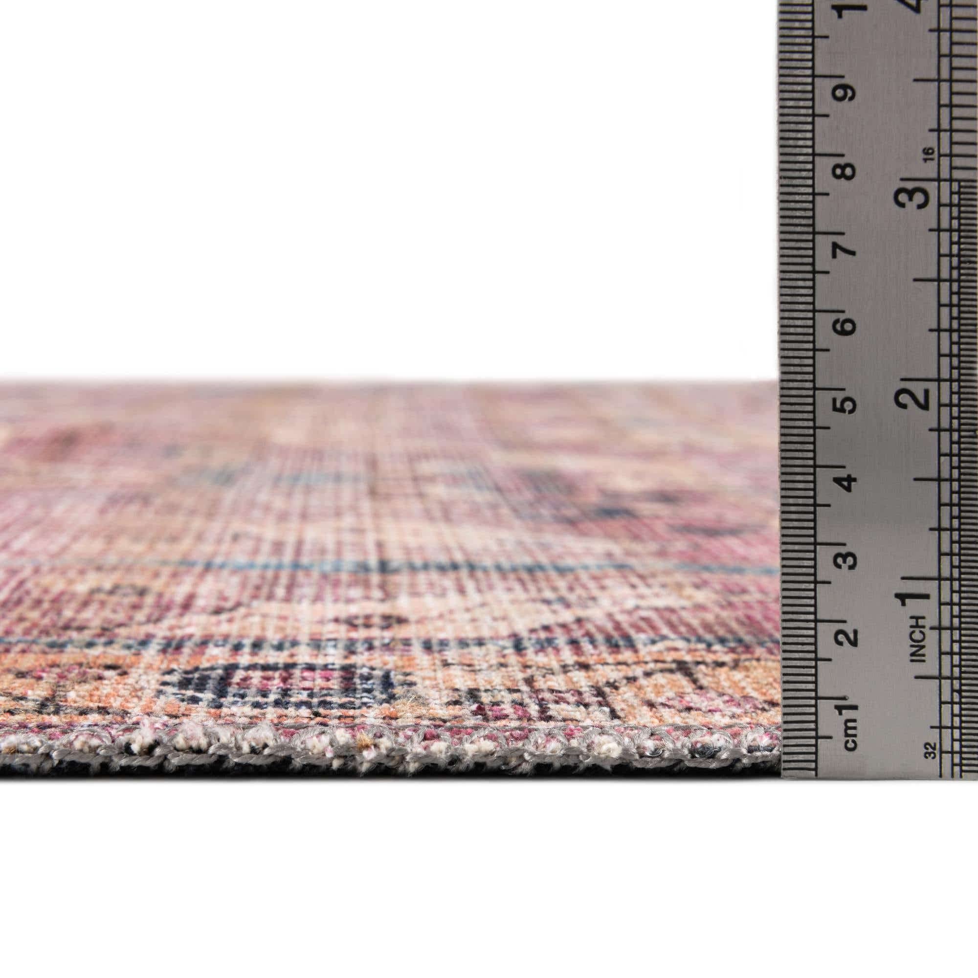 Rugs.com Nostalgia Collection Washable Rug β 7' 10 Square Pink Flatweave Perfect for Living Rooms, Kitchens, Entryways