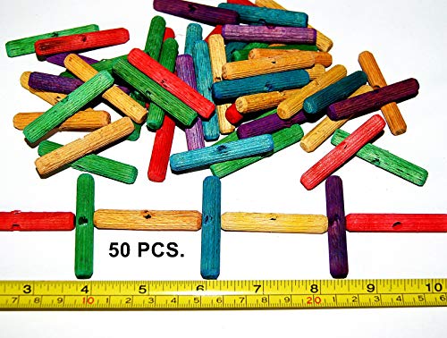 Wooden Wood Colored Blocks 50 Pins Grooved Parts for Bird parrot toys Lorie Amazon