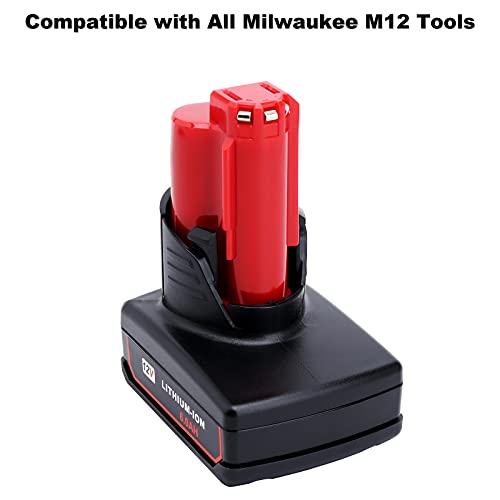 Yongcell 2-Pack 12V 6.0Ah M12 Battery Replacement for Milwaukee 12-Volt M12 Lithium XC 6.0Ah Extended Capacity Cordless Power Tools Battery 48-11-2460 48-11-2440 48-11-2402 48-11-2411