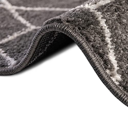 Unique Loom Trellis Frieze Collection Area Rug - Geometric (4' 1" Round, Dark Gray/ Ivory)