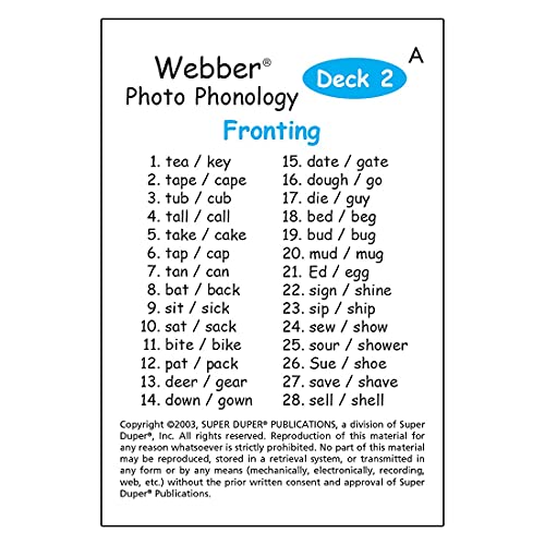 Super Duper Publications | Webber® Photo Phonology Fronting Minimal Pair Flash Card Deck | Educational Learning Resource for Children