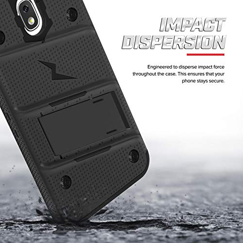 ZIZO Bolt Series Samsung Galaxy Amp Prime 3 Case Military Grade Drop Tested with Tempered Glass Screen Protector Holster Black