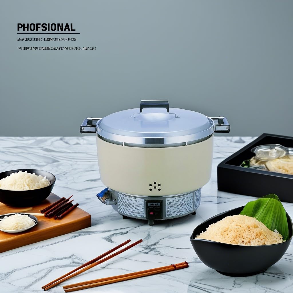 Thunder Group RER55ASN Rice Cooker, Natural Gas, 55 Cup uncooked Rice Capacity, 23" x 18-1/2" x 17-3/4", Lift-Off Cover, Automatic simmers, Piezo Pilot Ignition, Accurate an