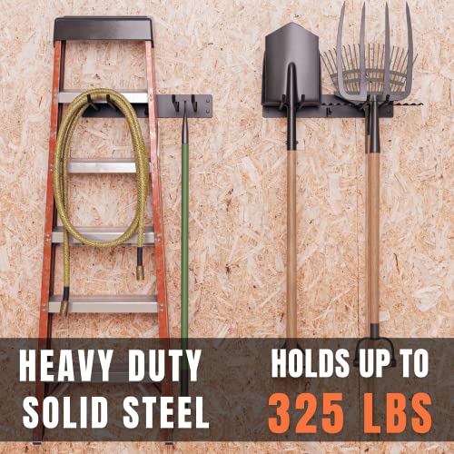 The Ultimate Garden Tool Organizer Racks For Wall Mount - Easy To Install Set of 2 Yard Tool Holders For Safe & Simple Garage/Shed Organization - Durable Utility Hangers For Shovels, Rakes & More