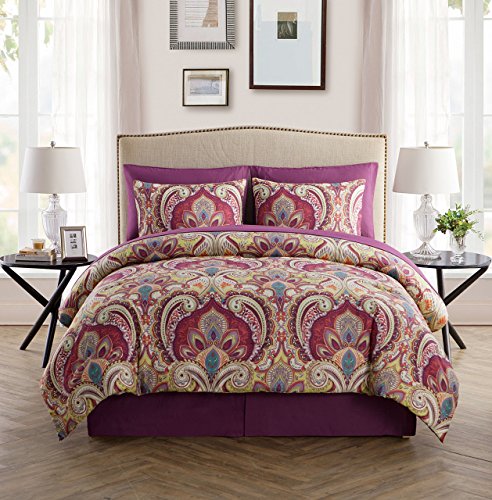 VCNY Home AliciaBohemian Paisley 8 Piece Bed-In-A-Bag Comforter Set, King, Multi