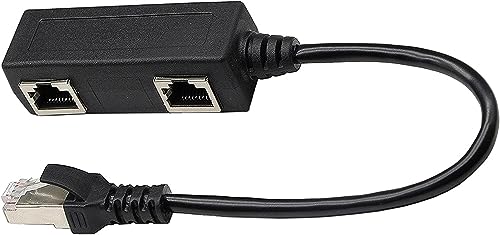 RJ45 Network Splitter Adapter Cable,zdyCGTime 1 RJ45 Male to 2 RJ45 Female Network Y Splitter Cable, LAN Connector, Suitable for Super Category 5 Ethernet, Category 6 Ethernet.(Black) (Black)