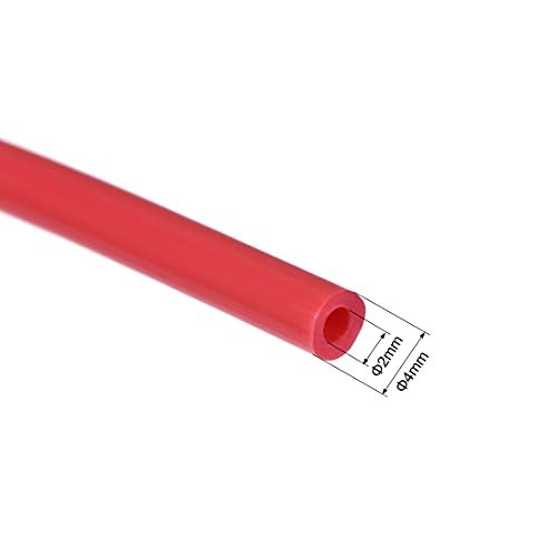 uxcell 2pcs PTFE Tube Fit Filament 1.75 for 3D Printer High Temperature Tubing 3.28Ft 2mmIDx4mmOD Red