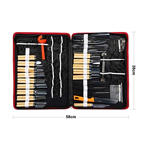 Yosoo 80PCS/Set Culinary Carving Tool Kit,Chrome steel Culinary Carving Peeling Tools Kit,for Fruit Vegetable Garnishing Carving Slicing including Carry Bag Halloween Pumpkin Carving Kit