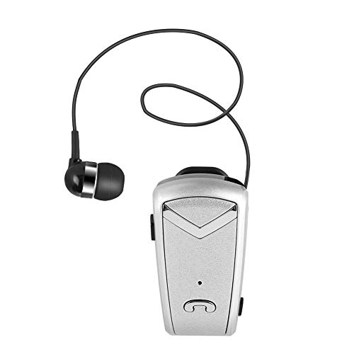 Zerone Wireless Bluetooth Headset in-Ear Retractable Business Lavalier Earphone, Noise Cancelling, MicBusiness/Workout/Driving(White)