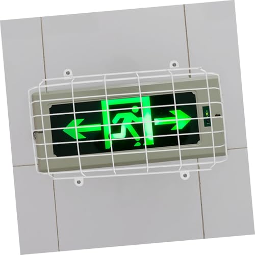 Kisangel 2pcs Metal Emergency Light Protective Guard Iron Metal Emergency Light Protective Cover White Exit Sign Protective Covers Exit Sign Protective Cage