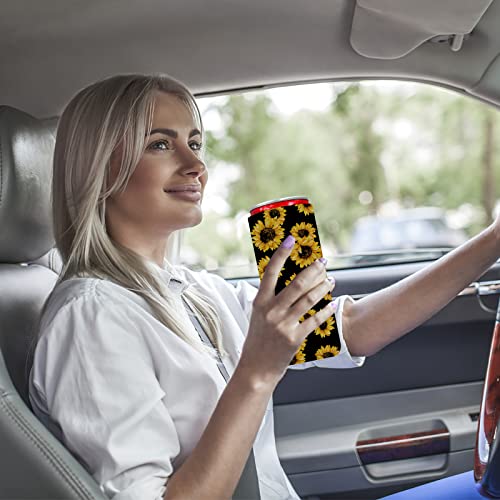 XccMe 2pcs Slim Can Cooler, Colourful Neoprene Beer Cooler Beer Coolies Beer Holders Perfect for 12oz Slim Cans like Red Bull, White Claw, Slim Beer and Spiked Seltzer Water(Sun Flower)