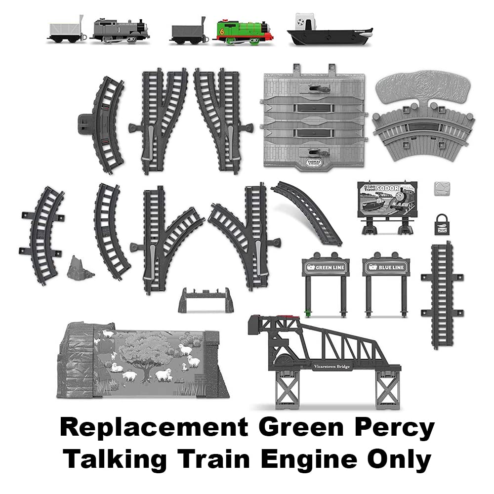 Thomas and Friend Replacement Part for Thomas and Friends Playset Talking Thomas and Percy Train Set - GLK80 ~ Replacement Green Percy Talking Train Engine, Green, Red, Black, White