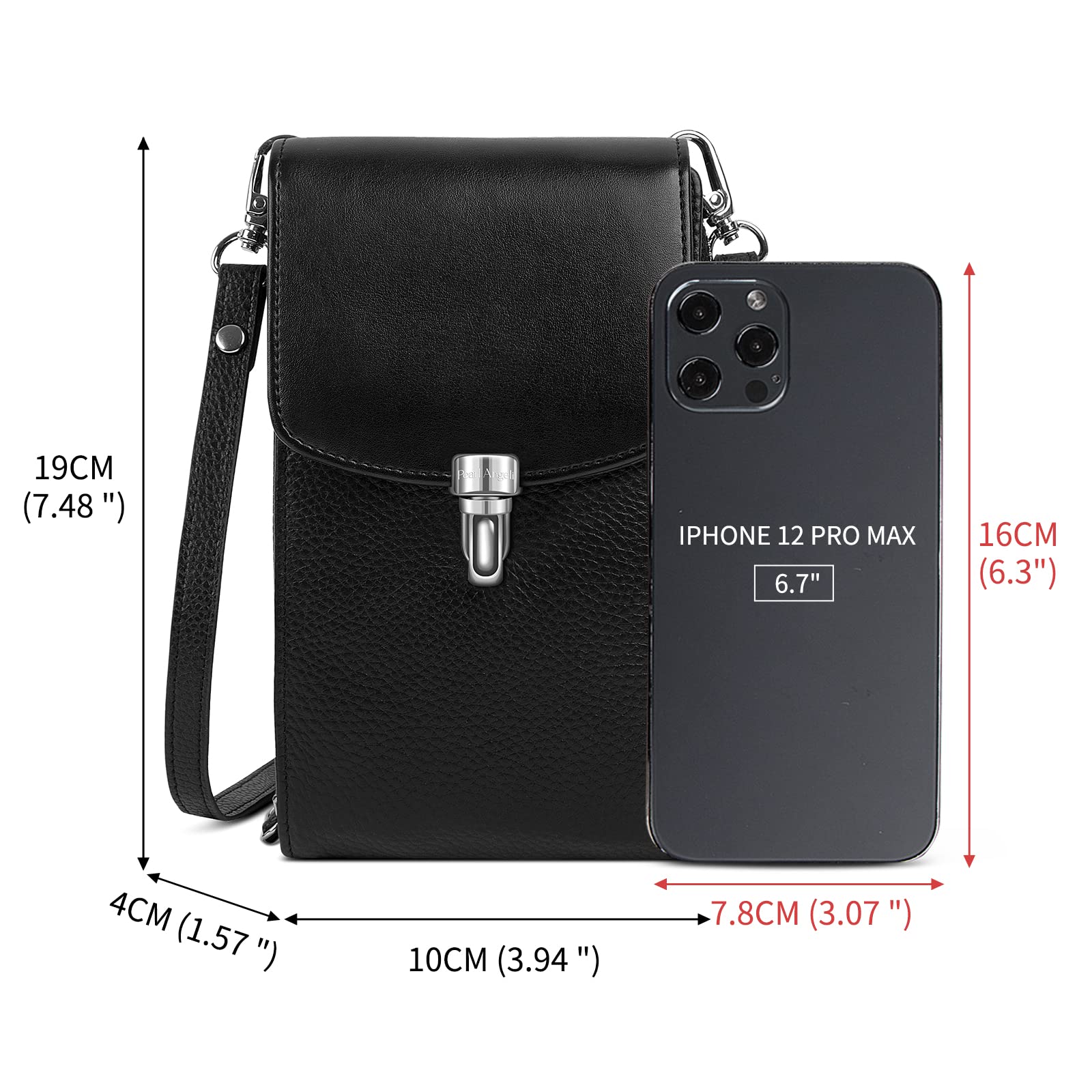 Pearl Angeli Small Crossbody Bags for Women Genuine Leather Shoulder Bag with RFID Credit Card Holders