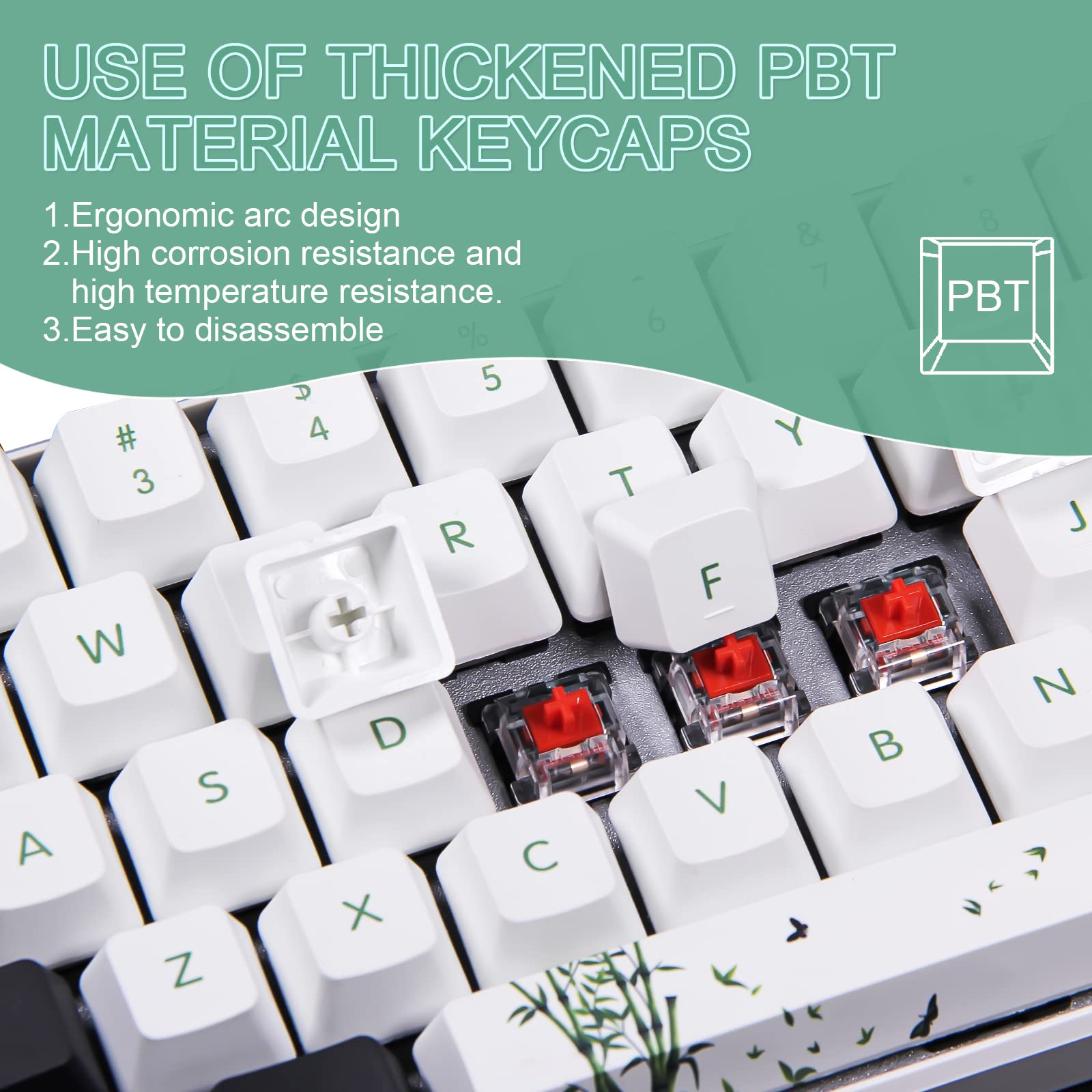 Uuoeebb SK61 61 Keys Mechanical Gaming Keyboard, 60% Compact Hot-Swappable RGB Backlit Keyboard with Type-C Cable for Win/Mac