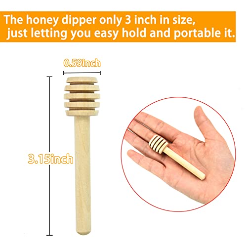 WEFOO 100 Pack Mini 3 Inch Portable Wooden Honey Dipper Sticks for Honey Jar Dispense Drizzle Honey, Wedding Party Favors