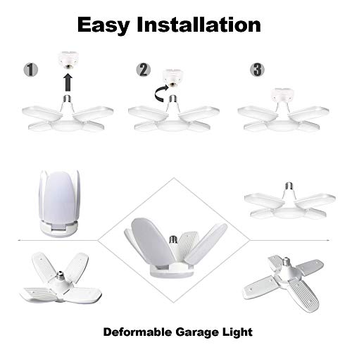 YiaMia LED Basement Lights Led Garage Lights LED Shop Light,6000LM 60W Deformable LED Light Bulbs Garage Ceiling Lighting,Workshop Light for Garage, Workshop, Workbench, Barn, Warehouse (1 Pack)