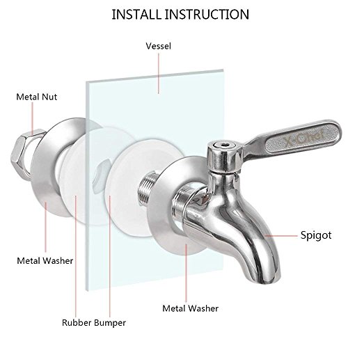 X-Chef Beverage Dispenser Spigot Replacement, Stainless Steel Metal Spigot for Glass Jar & Drink Dispenser