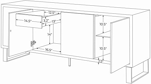 Zuri Furniture Modern Neve Sideboard in White High Gloss Lacquer with Polished Stainless Steel Legs