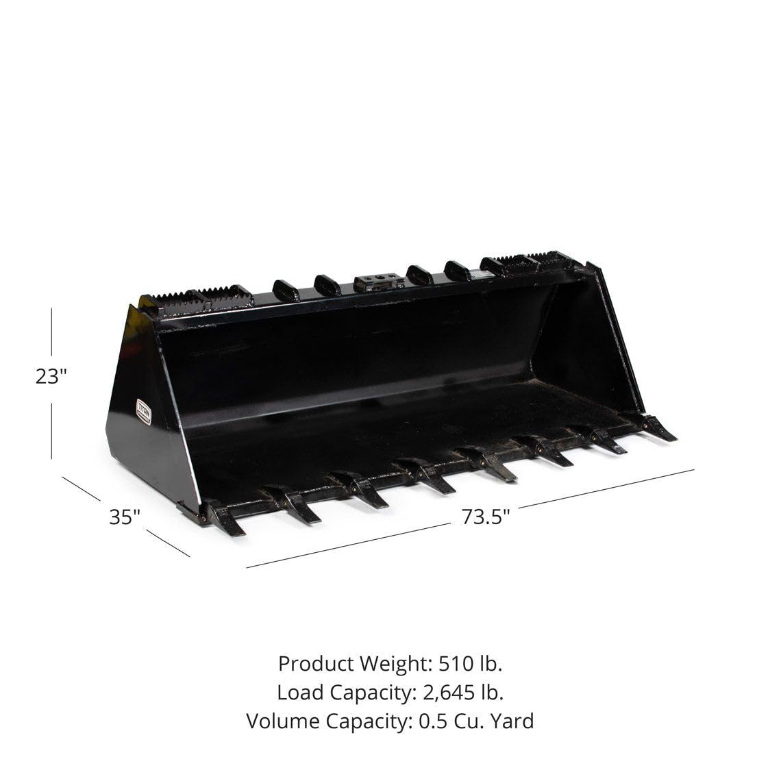 Titan Attachments 72" HD Skid Steer Dirt Bucket with Bolt-On Teeth, Rated 2,645 LB, Universal Quick Tach