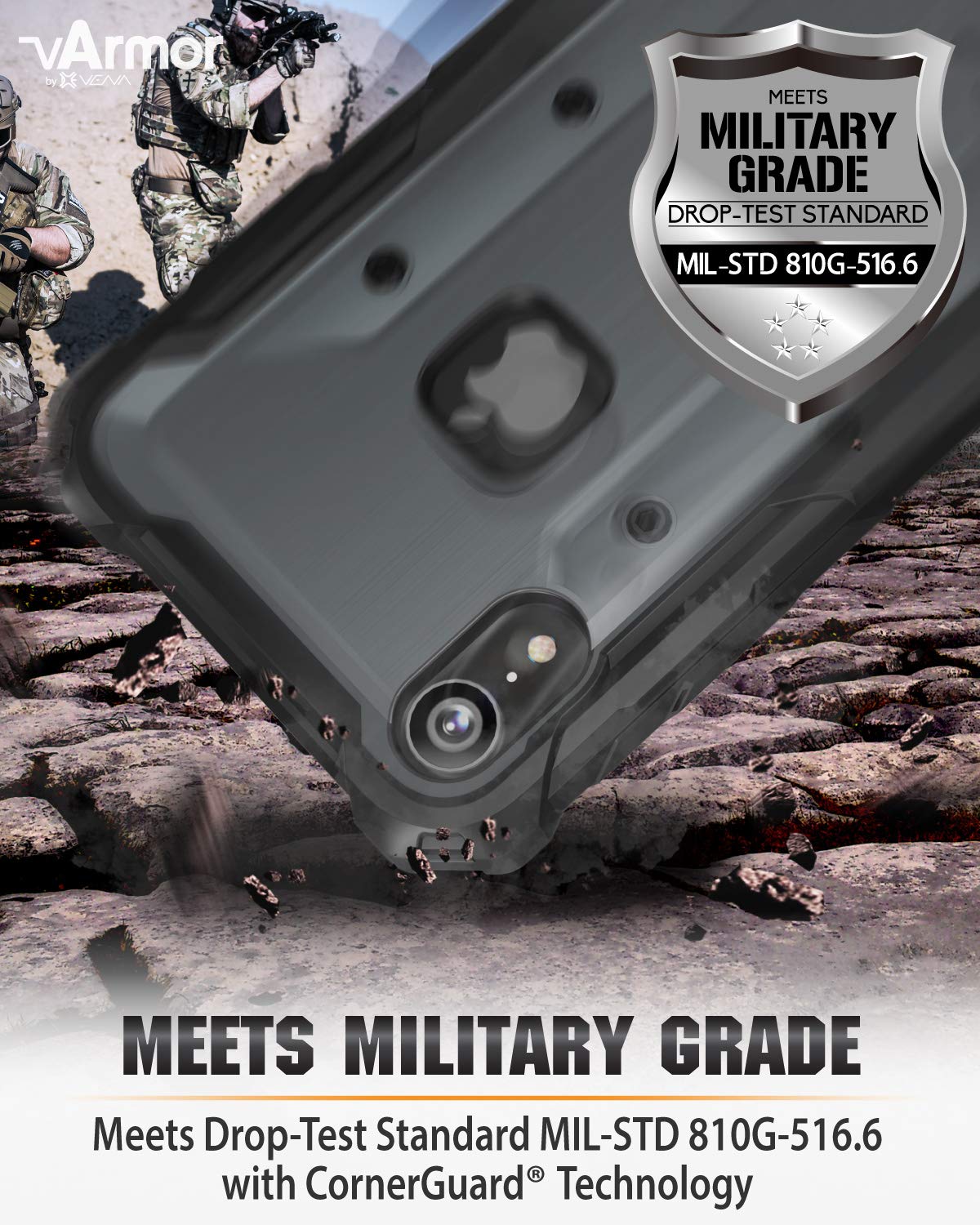 Vena vArmor Rugged Case Compatible with Apple iPhone XR (6.1"-inch), (Military Grade Drop Protection) Heavy Duty Holster Belt Clip Cover with Kickstand - Space Gray