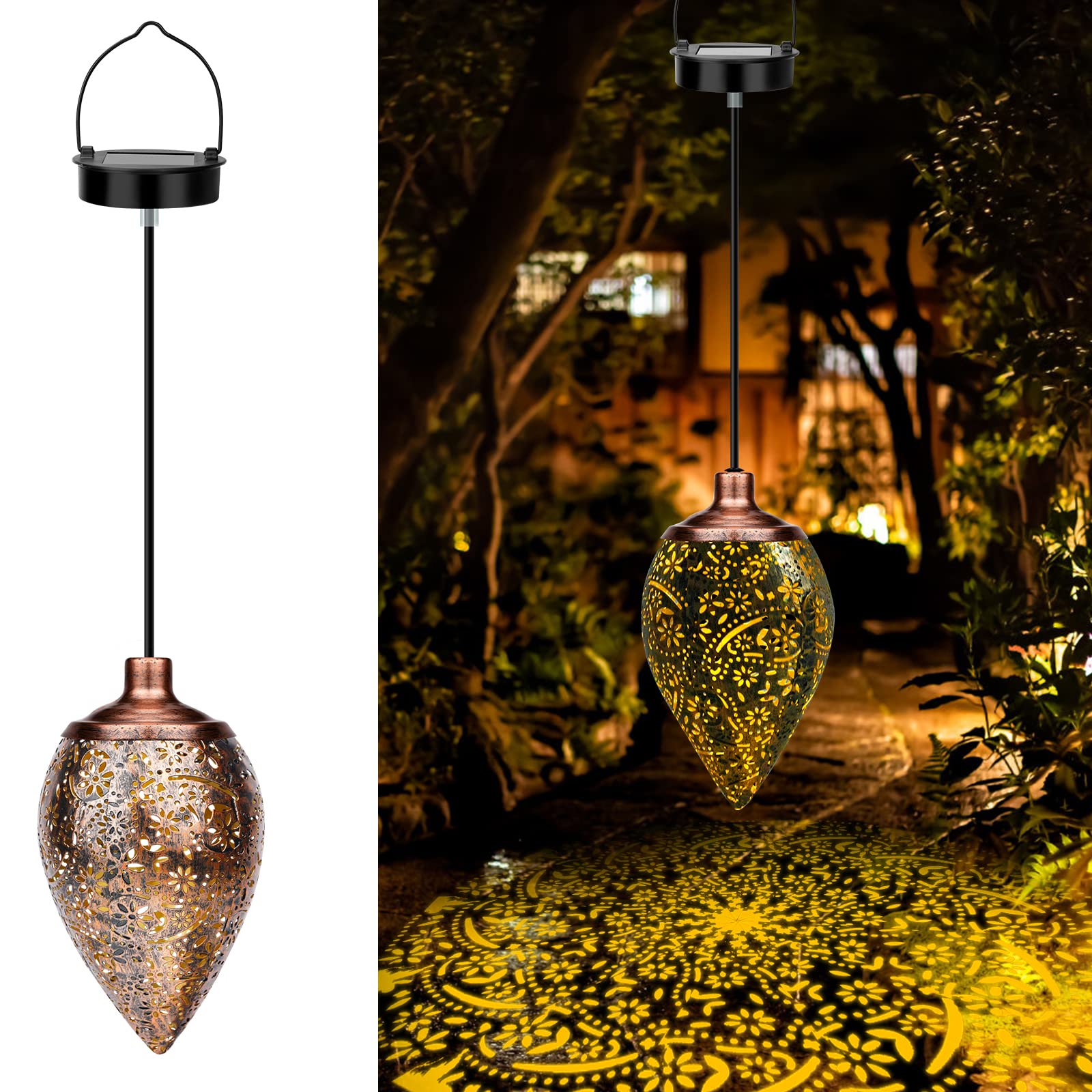 Sumfox Hanging Solar Lantern Outdoor Decoration for Patio Gardening Gift for Women Outdoor Lantern Decorative Patio Decorations Outdoor Gift for Family Friend