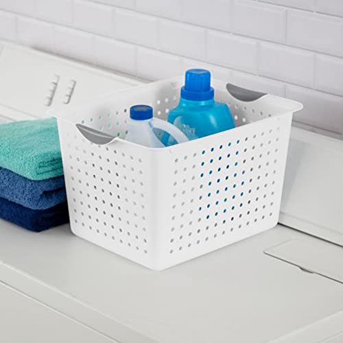 Sterilite Set of Ultra Plastic Storage Bin Baskets with Handles Including 12 Large and 12 Deep Containers for Household Organization, 24 Pack