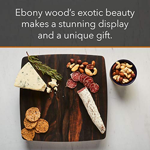 Stella Falone Reversible Wood Cutting Board Made of Solid West African Crelicam Ebony Wood β 11.4'' x 11.4'' x 1.6'', Heavy-Duty, Premium Serving Board w/Carved Grip Edge β Includes Conditioning Oil