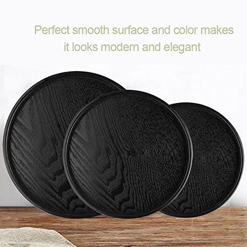 Wood Tea Tray, Round Shape Wood Tea Coffee Snack Food Meals Serving Plate Restaurant Trays 30cm