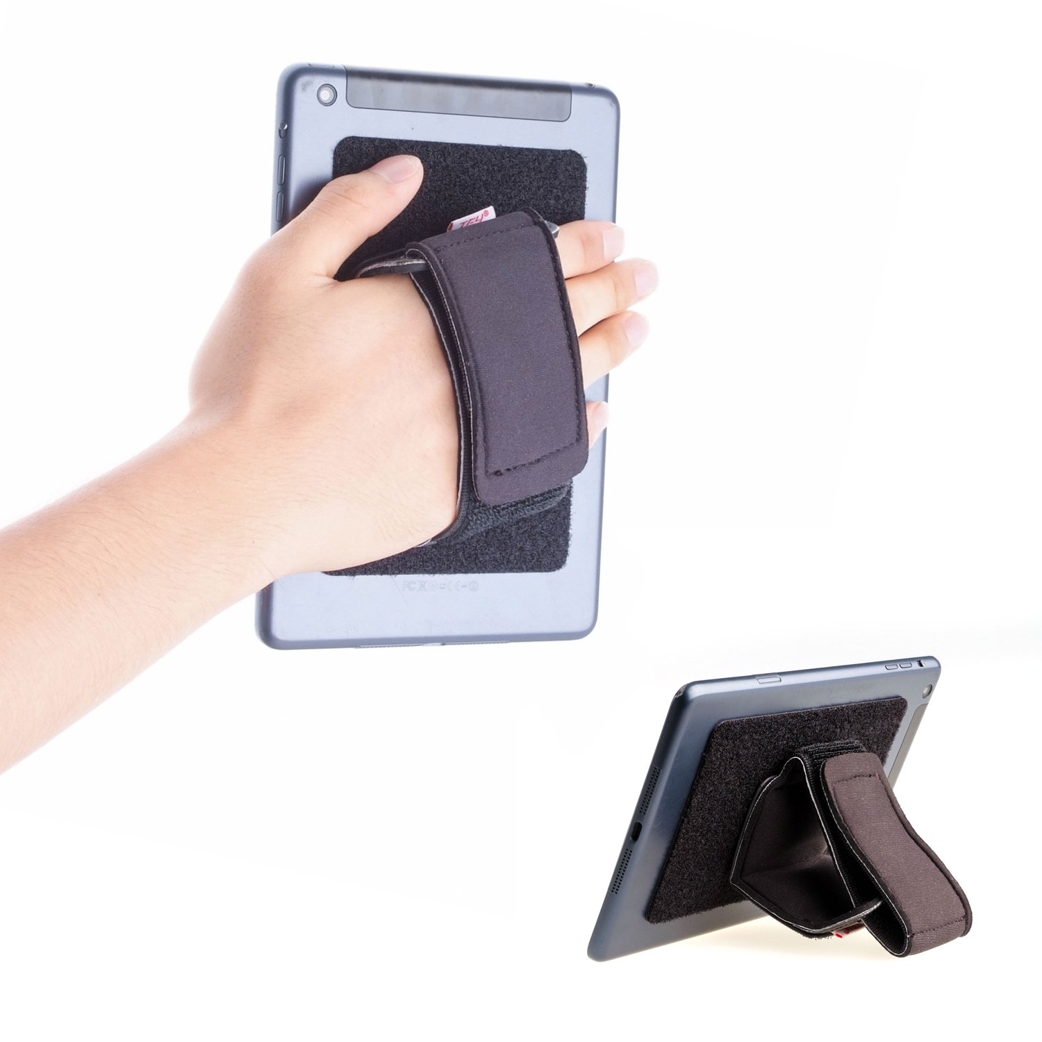 TFY Padded Hand-Strap Plus Hook & Loop Fastening Tape Adhesive Patch - DIY Detachable Hand-Strap for Smartphone, Tablet PC and More - iPhones - iPad Pro 9.7/12.9 Inch and Other Tablets