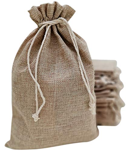 Supply Friend 25 Burlap Bags with Drawstring 8x12 Inch - Reusable Grocery, Household, Kitchen Storage Bag, Christmas Gift Bags, Wedding and Birthday Party Favor Gift Pouches