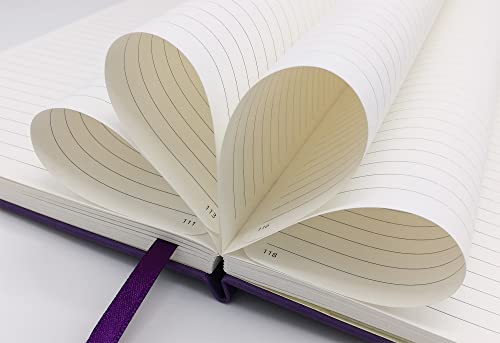 YRL Best A5 Hardcover Notebook Journal with Pen Loop, College Ruled/Lined, 5.7x8.3", 192 Numbered Pages of Premium Thick Paper, Fine PU Leather, Sewn Bound, Elastic Closure, Lays Flat, Purple