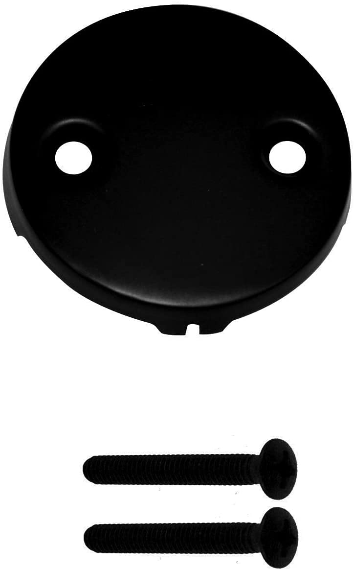 Westbrass A594144-62 14" Tubular Bath Waste & Overflow Assembly with Twist & Close Drain Plug and Two-Hole Faceplate, Matte Black