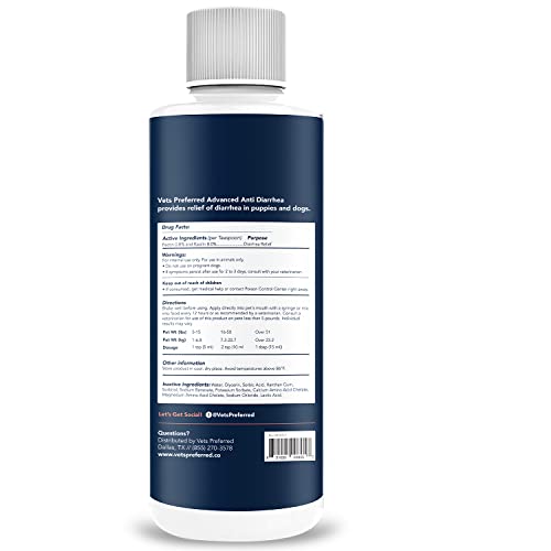 Vets Preferred Dog Anti Diarrhea Liquid - Dog Diarrhea Relief with Pectin and Kaolin (8 oz.) | Once Every 12 Hours for Dog Diarrhea & Dog Gas Relief
