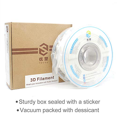 YOUSU PLA Plus (PLA+) Filament 1.75mm,Professional High Toughness Pla Pro 3D Printer Filament,Dimensional Accuracy +/- 0.03mm, 1kg Spool(2.2lbs) Pla Filament, White