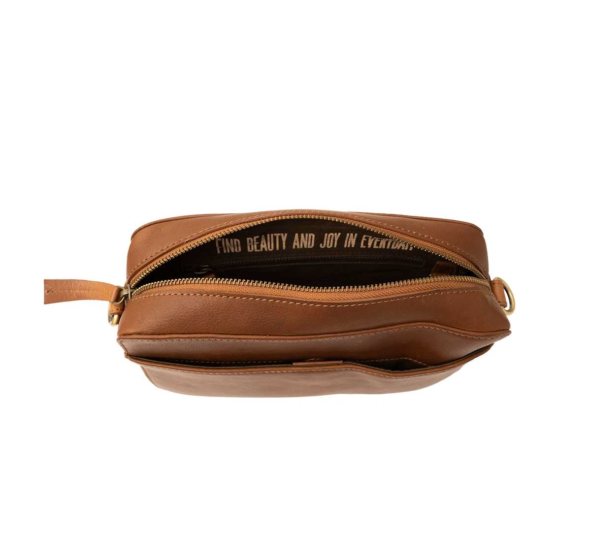 STS Ranchwear Compact Leather Kai Collection Adjustable Shoulder Strap Crossbody Bag, Tan