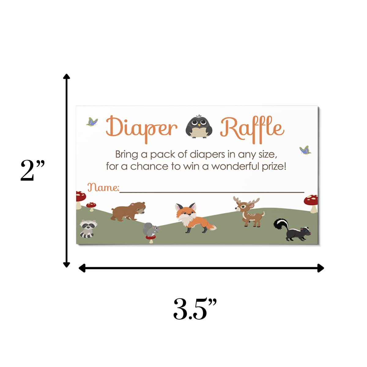 Paper Clever Party Woodland Diaper Raffle Tickets, Baby Shower Game Drawings, Invitation Insert Cards, 25 Guest Pack Ideas