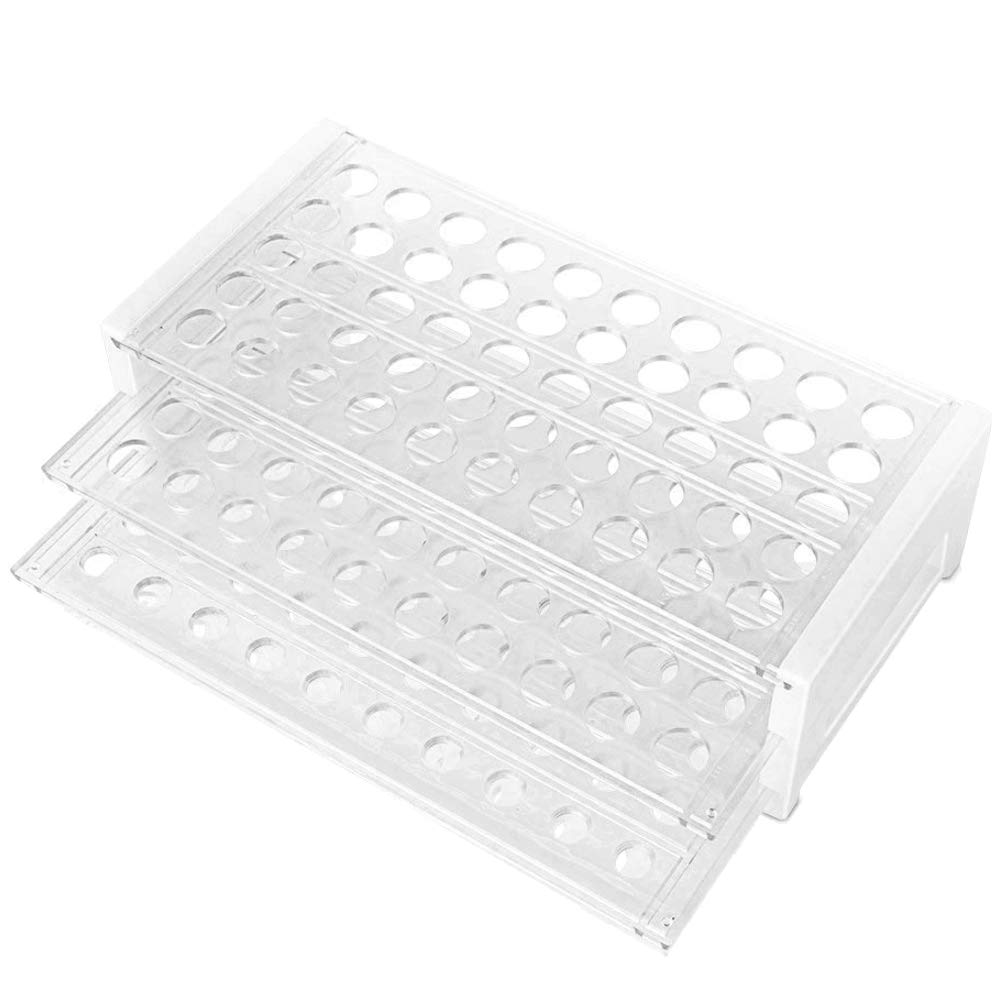 Plastic Test Tube Rack for 12/13 mm Tubes, Hole Diameter is 13.6mm, Holds 50, Detachable, Karter Scientific 208V2 (Pack of 1)