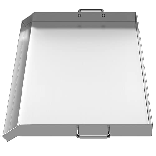 VEVOR Stainless Steel Griddle,32" X 17" Universal Flat Top Rectangular Plate, BBQ Charcoal/Gas Grill with 2 Handles and Grease Groove with Hole,Grills for Camping, Tailgating and Parties