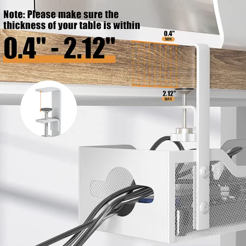 Under Desk Cable Management Tray, No Damage to Desk,Standing Desk Cable Organizer, Quszmd Under Desk Cord Organizer,Under Desk Wire Management Tray - Easy to Install