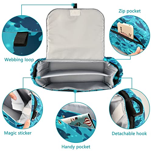Kigai Sea Turtle Baby Stroller Organizer with Cup Holders, Secure Hooks Accessories Adjustable Strap Stroller Bag for Bottle, Diaper, Phone, Toys, Baby Items