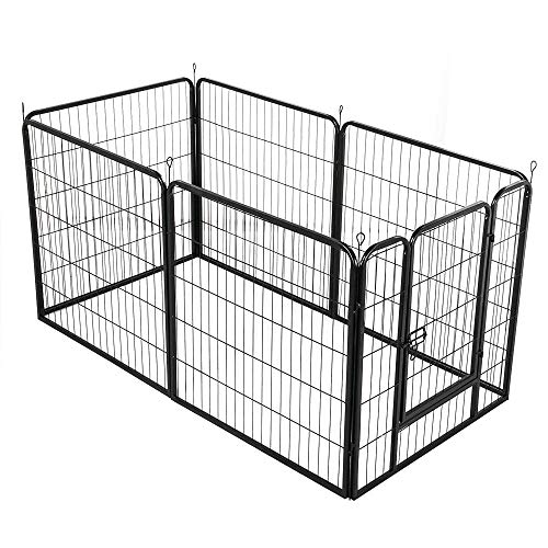Yaheetech Foldable Pet Pen Playpen Play Yard - 32 inch 18 Panel Portable Small Animal Playpen Metal Exercise Barrier Fence w/Door Outdoor Indoor Black