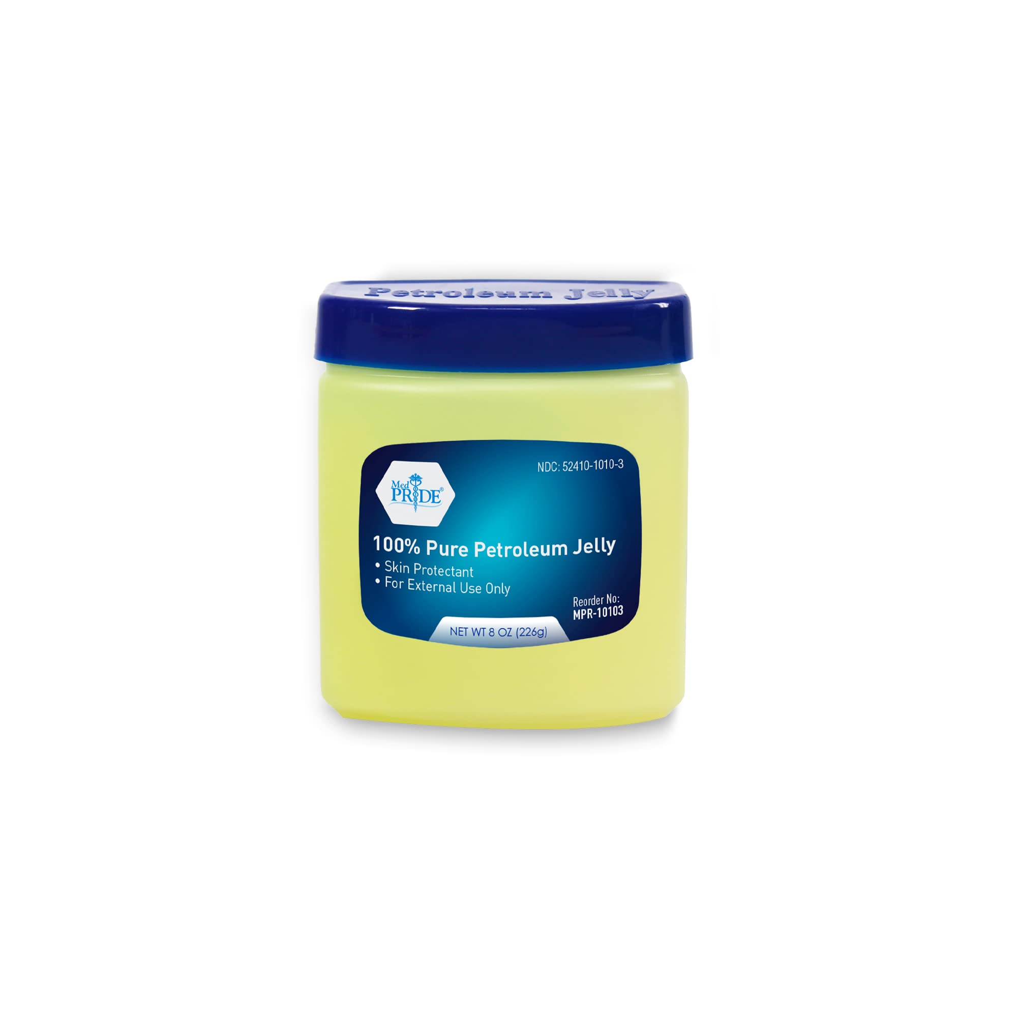 MED PRIDE Pure White Petroleum Jelly Tub 8 OZ - Effective Skin Protectant For Dry Skin, Rashes, Minor Burns & Wounds- Powerful Moisturizer For Chapped Lips, Dry Hands, Chaffed Skin & Diaper Rash